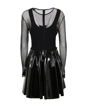 Red Valentino High-shine Paneled Long-sleeve Dress