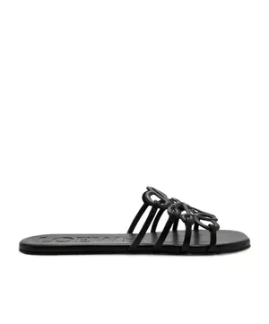 Loewe Loewe Anagram Petal Leather Sliders Black