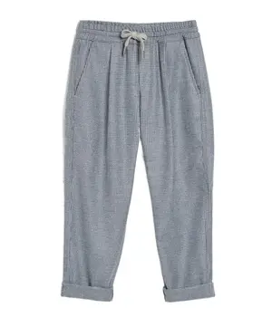 Brunello Cucinelli Cashmere And Silk Houndstooth Flannel Trousers - Sky-blue