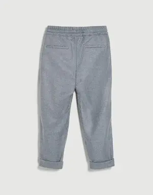 Brunello Cucinelli Cashmere And Silk Houndstooth Flannel Trousers - Sky-blue