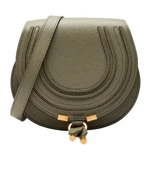 Chloé Marcie Small Grained Leather Saddle Bag - Green