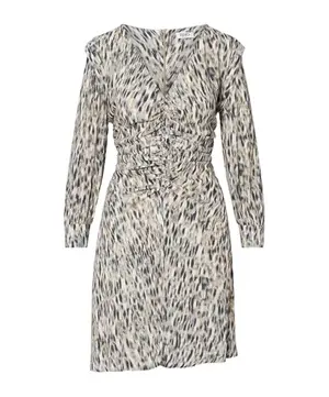 Liu Jo Printed Crepe V-neck Long Sleeve Dress