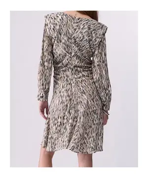 Liu Jo Printed Crepe V-neck Long Sleeve Dress