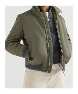 Brunello Cucinelli Water-resistant Techno Satin Bomber Jacket