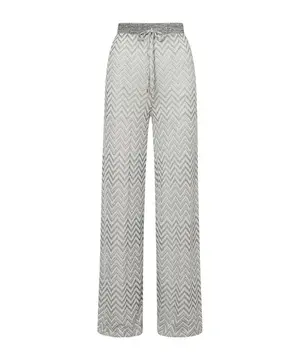 Liu Jo Metallic Herringbone Drawstring Trousers - Grey
