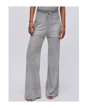 Liu Jo Metallic Herringbone Drawstring Trousers - Grey