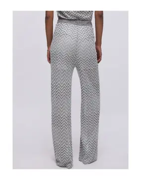 Liu Jo Metallic Herringbone Drawstring Trousers - Grey