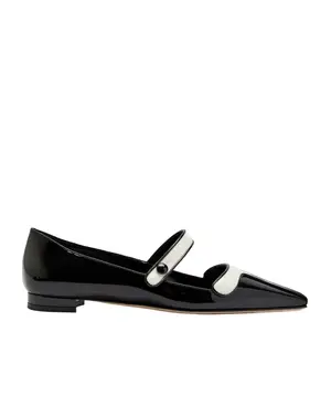 Manolo Blahnik Ganeus Patent Leather Flats - Black