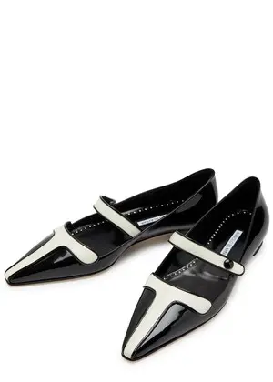 Manolo Blahnik Ganeus Patent Leather Flats