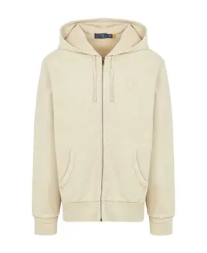 Polo Ralph Lauren Pony Logo Embroidered Zip-up Hoodie - Nude