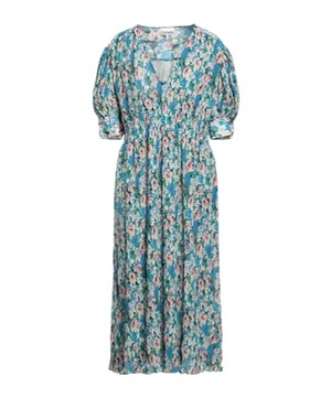 GANNI Floral Print Midi Dress With V-neck And Short Sleeves - Green