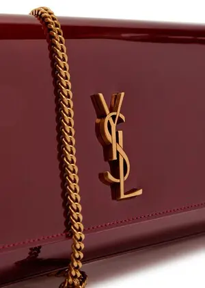 Saint Laurent Kate Logo Patent Leather Clutch
