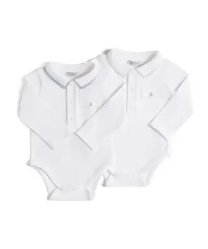 Brunello Cucinelli Stretch Cotton Jersey Long Sleeve Baby Bernie Bodysuit - White