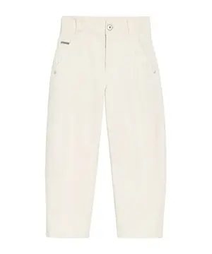 Brunello Cucinelli Dyed Soft Denim Curved Trousers With Monili - Chalk