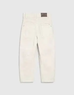 Brunello Cucinelli Dyed Soft Denim Curved Trousers With Monili