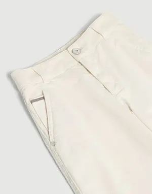 Brunello Cucinelli Dyed Soft Denim Curved Trousers With Monili