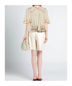 Isabel Marant Étoile Embroidered V-neck Short Sleeve Top
