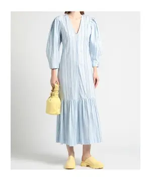 GANNI Striped Long Sleeve Maxi Dress