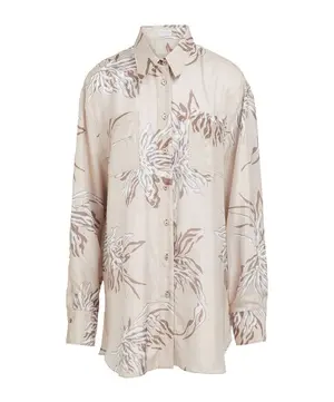 Brunello Cucinelli Printed Silk Long Sleeve Shirt