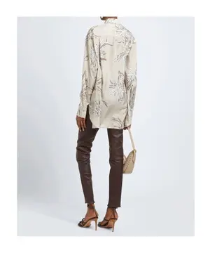 Brunello Cucinelli Printed Silk Long Sleeve Shirt
