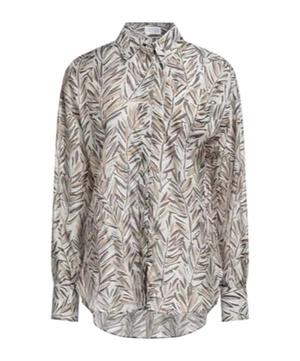 Brunello Cucinelli Floral Print Silk Blouse - Gray