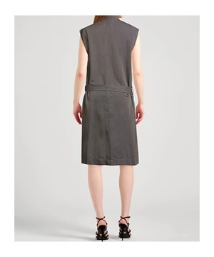 Burberry Midi Dress With Belt And Stand Collar
