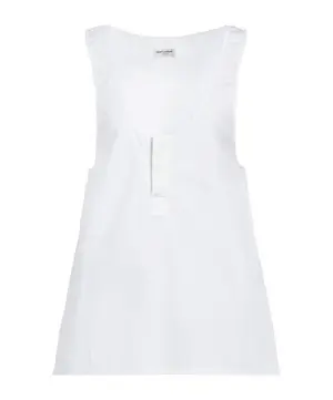Saint Laurent Crew Neck Sleeveless Vest - White