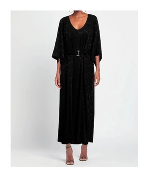 GANNI Long Dress With V-neck And 3/4 Sleeves