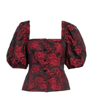 GANNI Peplum Floral Print Shirt