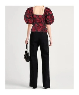 GANNI Peplum Floral Print Shirt