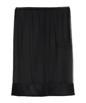 Saint Laurent Flared Satin Skirt With Leather Panels