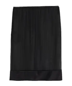 Saint Laurent Flared Satin Skirt With Leather Panels