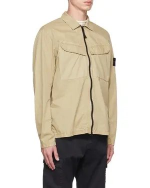Stone Island Zip-up Shirt Jacket With Logo Detail