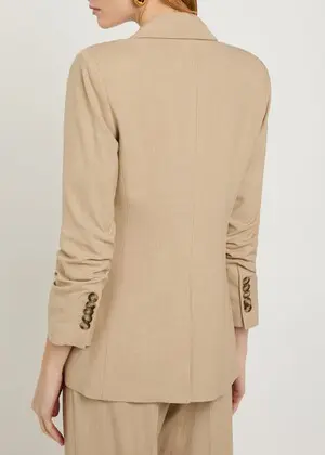 Veronica Beard Battista Gathered-sleeve Woven Blazer