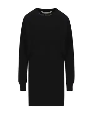 Palm Angels Logo Embellished Long-sleeved Dress - Black