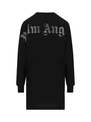 Palm Angels Logo Embellished Long-sleeved Dress