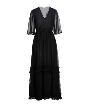 GANNI V-neck Short Sleeve Maxi Dress With Ruffles