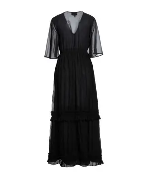 GANNI V-neck Short Sleeve Maxi Dress With Ruffles