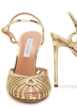 AQUAZZURA Sweet Surrender 105 Metallic Leather Pumps