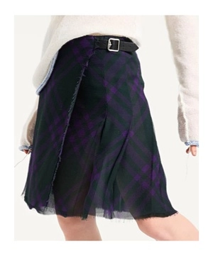 Burberry Checked Mini Skirt With Ribbon Detail