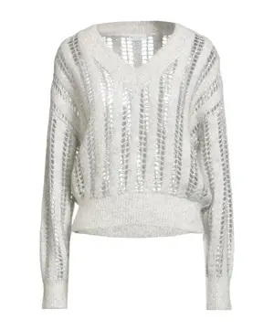 Brunello Cucinelli Open-knit Sequined V-neck Jumper