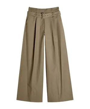 Simone Rocha Belted Cotton-blend Poplin Trousers - Brown