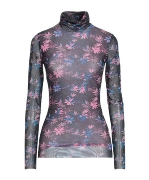 GANNI Floral Print Long Sleeve Turtleneck Top