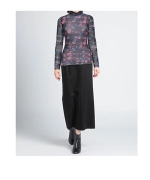 GANNI Floral Print Long Sleeve Turtleneck Top