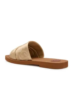 Chloé Woody Logo-embroidered Satin Sliders - Brown