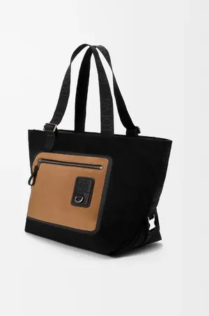 Loewe Flex Zipped Tote In Canvas And Suede