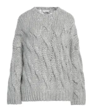 Brunello Cucinelli Metallic Medium Weight Knit Sweater - Gray