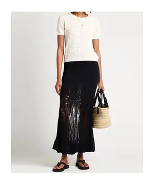 Chloé Hollow Knit Flare Skirt