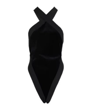 Saint Laurent Velvet Halter Sleeveless Jumpsuit - Black