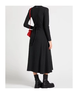 GANNI Midi Dress With Crewneck And Long Sleeves